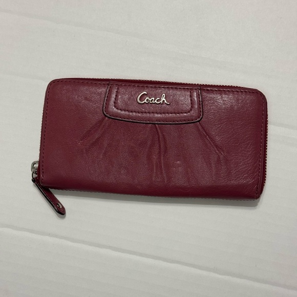 Coach | Bags | Coach Womens Deep Redburgundy Leather Wallet | Poshmark